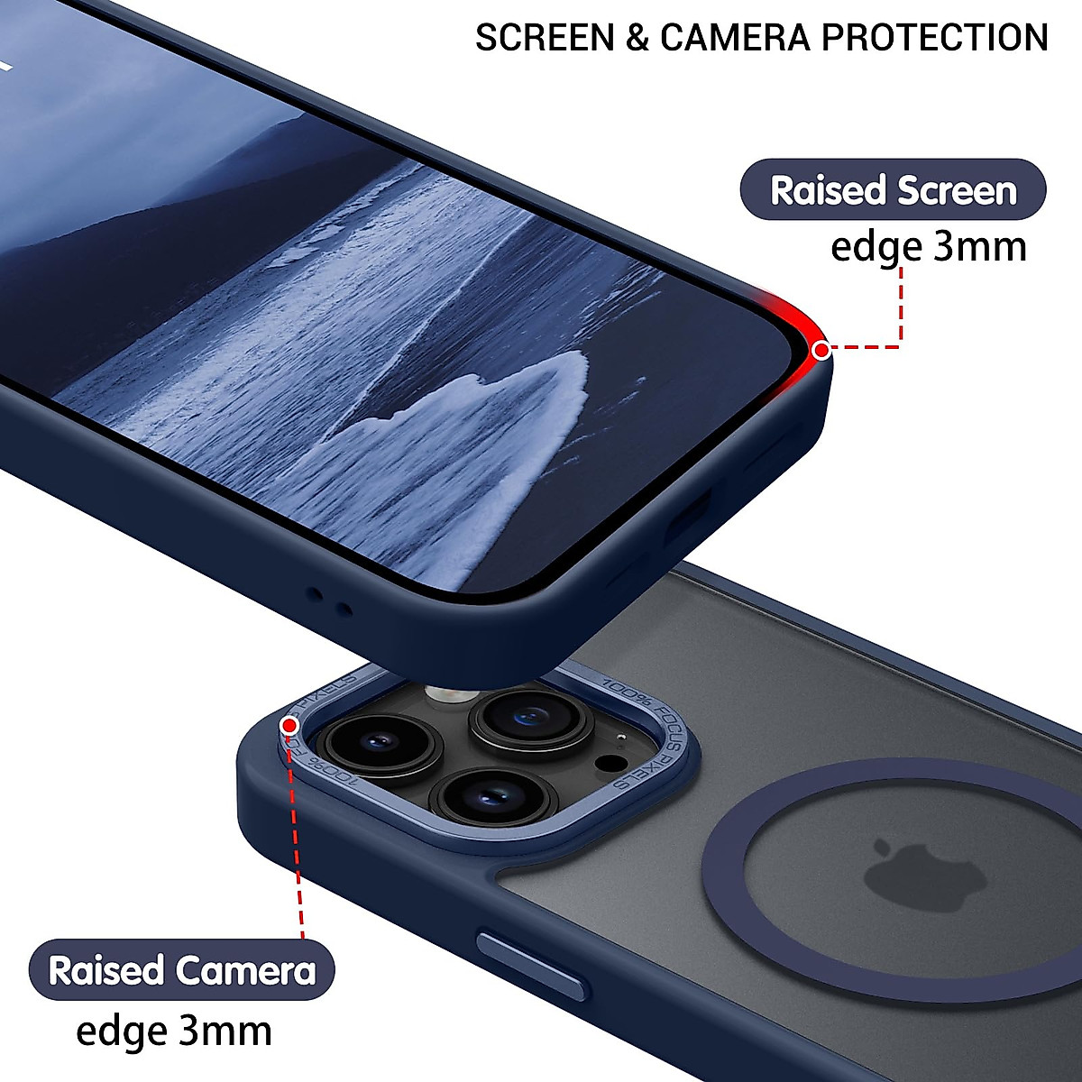 BENTOBEN for iPhone 13 Pro Max Case,[Compatible with MagSafe] iPhone 13 Pro Max Magnetic Phone Case Translucent Matte Shockproof Women Men Protective Cover Case for iPhone 13 Pro Max 6.7",Navy Blue