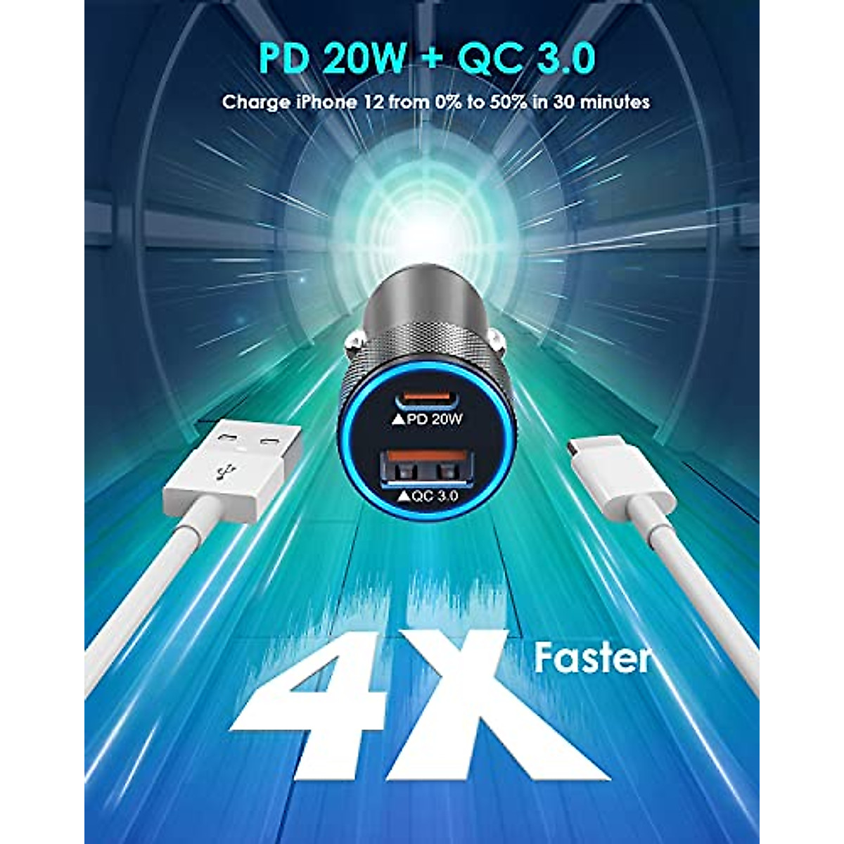 iPhone Car Charger,USB C Fast Car Charger[Apple MFi Certified] Apple Car Charging 38W Dual Port Car Charger Cigarette Lighter Adapter 2x3ft PD&QC 3.0 Lightning Cable for iPhone 13/12/12 Pro/11/Airpods