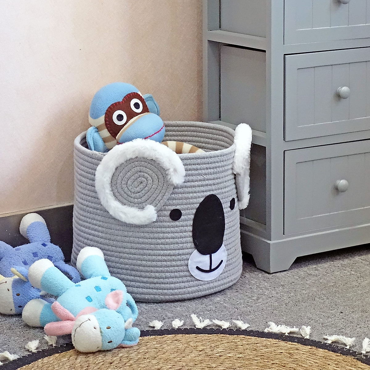 T&T Homewares Koala Storage Basket Medium Size, Ideal for Baby Diapers, Laundry, Nursery & Kids Room - Versatile Organizer for Woodland Decor, Pet Toys