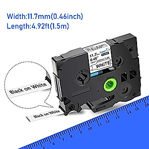 USUPERINK 5 Pack Compatible for Brother HSe-231 HSe231 HS-231 HS231 Black on White Heat Shrink Tube Label Tape (0.46''x 4.92ft,11.7mm x 1.5m)