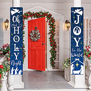 DAZONGE Nativity Scenes Christmas Decorations - Manger Scene Outdoor Christmas Decor - Holy Night Religious Christmas Porch Banners / Signs for Front Door Yard Garage
