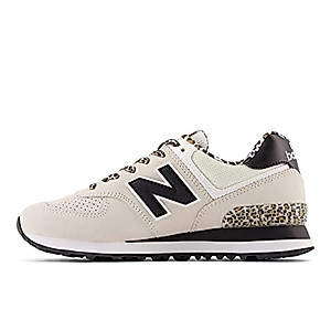 New Balance Women's 574 V2 Animal Print Sneaker, White/Black, 11