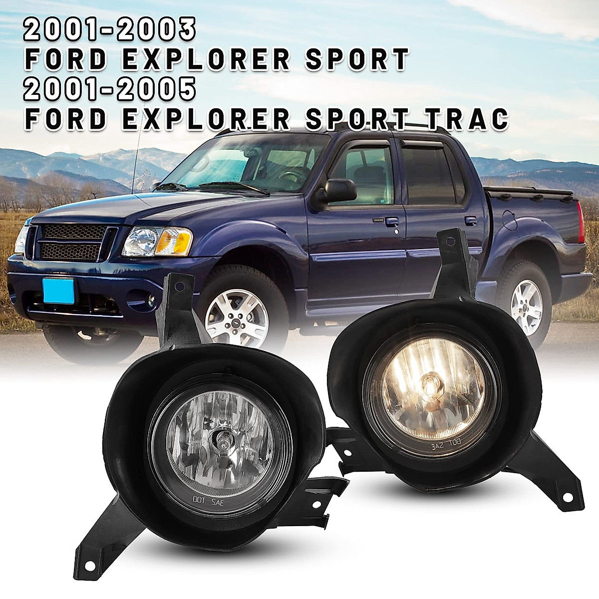 AUTOWIKI For 2001 2002 2003 FORD EXPLORER SPORT, 2001-2005 FORD EXPLORER SPORT TRAC Fog Lights Lamps Assembly 42W