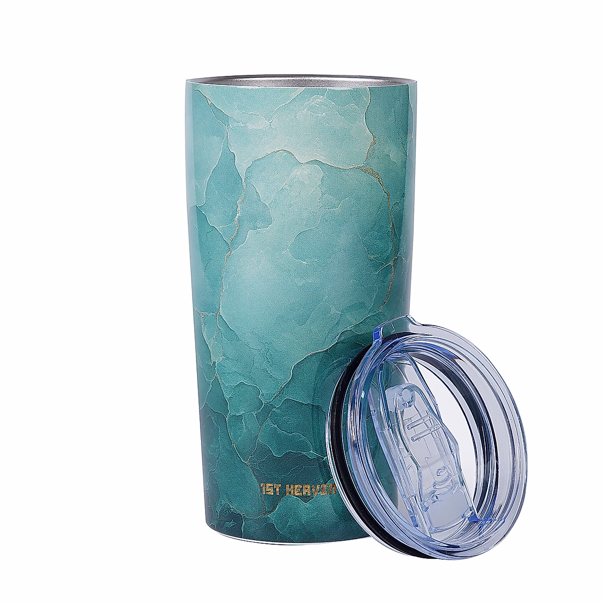 1st Heaven Coffee Tumbler, Insulated Coffee Mug with Lid, Travel Mug, 20oz Tumbler, Stainless Steel Cup for Outdoor Use (Green Stone)