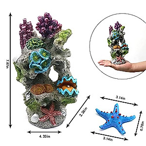 Fish Tank Rocks Resin Artificial Coral Inserts Decor Shell Ornaments Reef Aquarium Coral Decoration for Betta Fish Tank Fish to Sleep Rest Hide Play