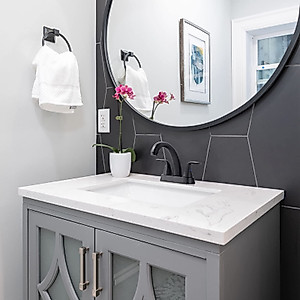 Aleasha 4 inch Centerset Bathroom Faucet Matte Black Bathroom Faucet with 2 Handles, Bathroom Sink Faucet 3 Hole for Restroom Vanity RV Bathroom