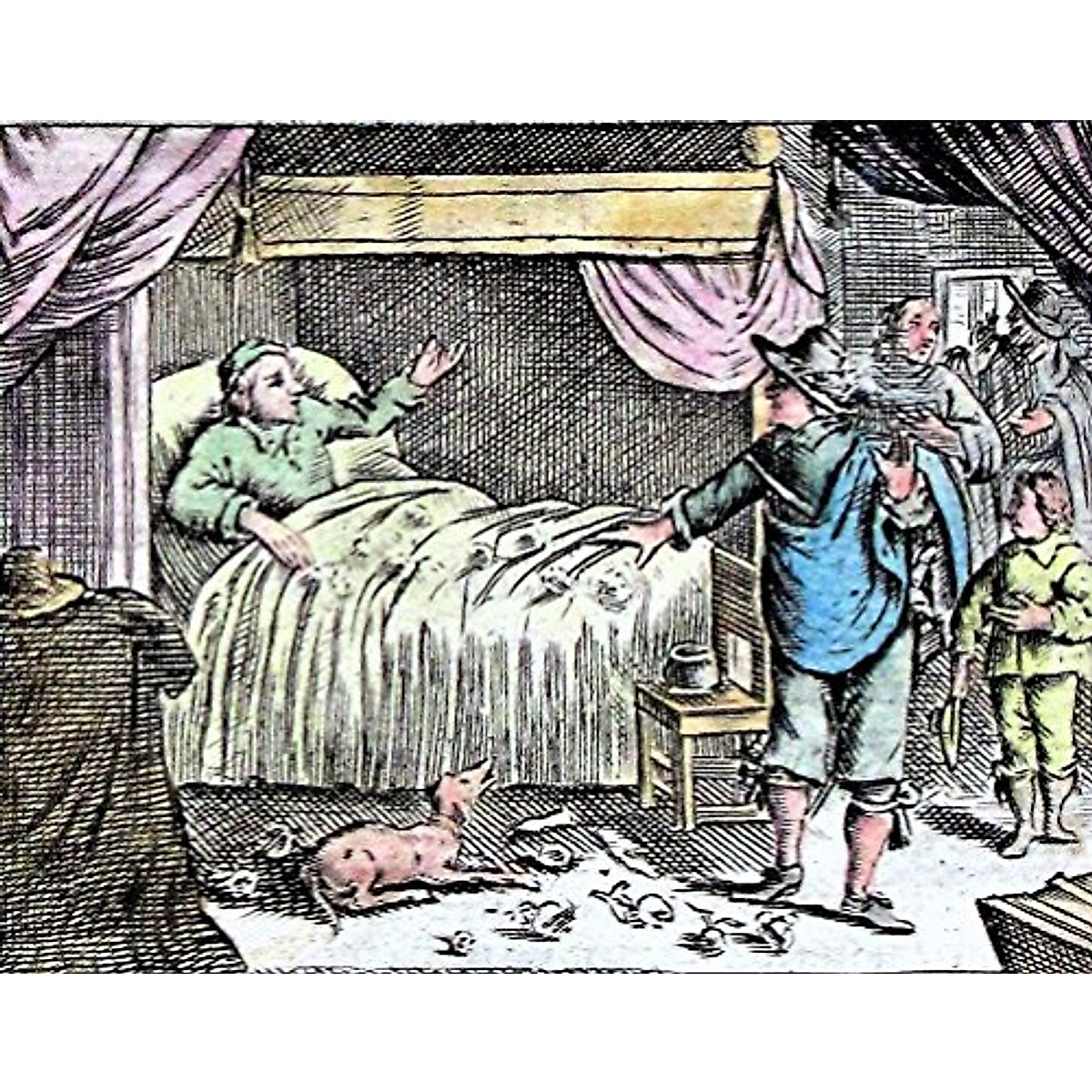 Antique Copperplate Miniature Engraving: BL157 from Ouderdom, Buyten Leven, en Hof Gedachten