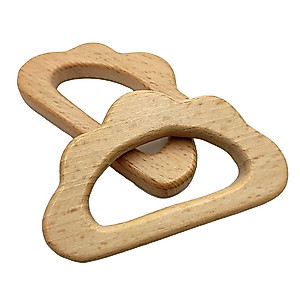 10pcs Natural Wood Cloud Shape Teether Toys DIY Teething Necklace Cute Animal Pendant Nursing Soothing Accessories (Cloud 10pcs)