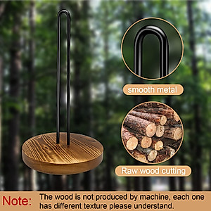 Farmhouse Paper Towel Holder with Wood Base, Wooden Paper Towel Holder Countertop, Rustic Kitchen Paper Towel Stand Fits Standard and Jumbo Size