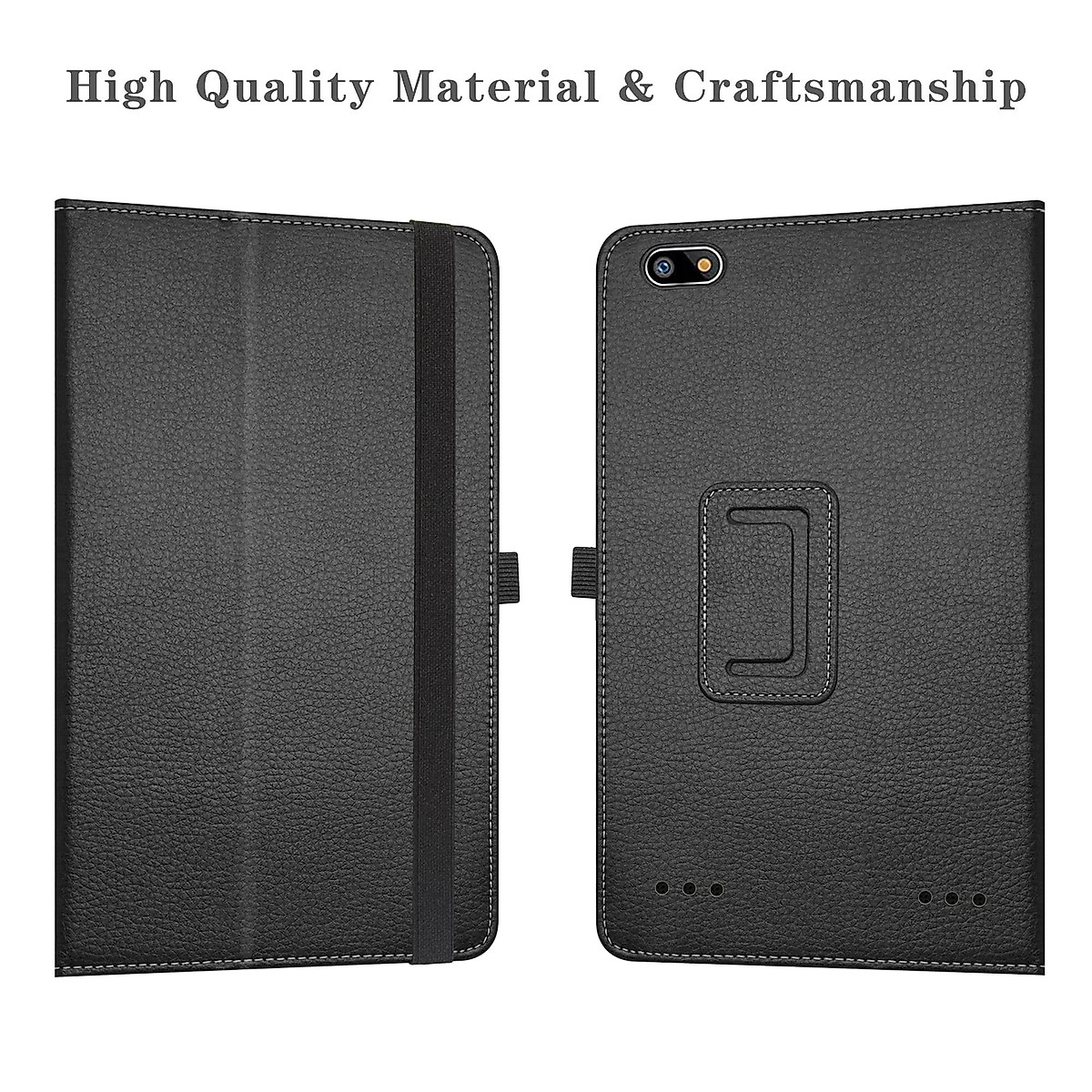 LiuShan PU Leather Slim Folding Stand Cover Case for Sunshine T1 Elite/Foxx T8/Qlink Scepter 8/Sky Pad 8/NUU Tab 8/Sky Devices Elite OctaX/Sky Devices Elite T8 Plus/Xmobile X8/Sky Devices,Black