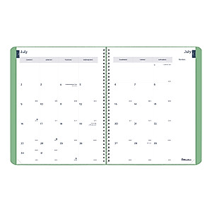Blueline Essential Academic Monthly Planner, 14 Months, July 2023 to August 2024, Twin-Wire Binding, Soft Vicuana Cover, 11" x 8.5", Mint Green (CA701F.03-24)