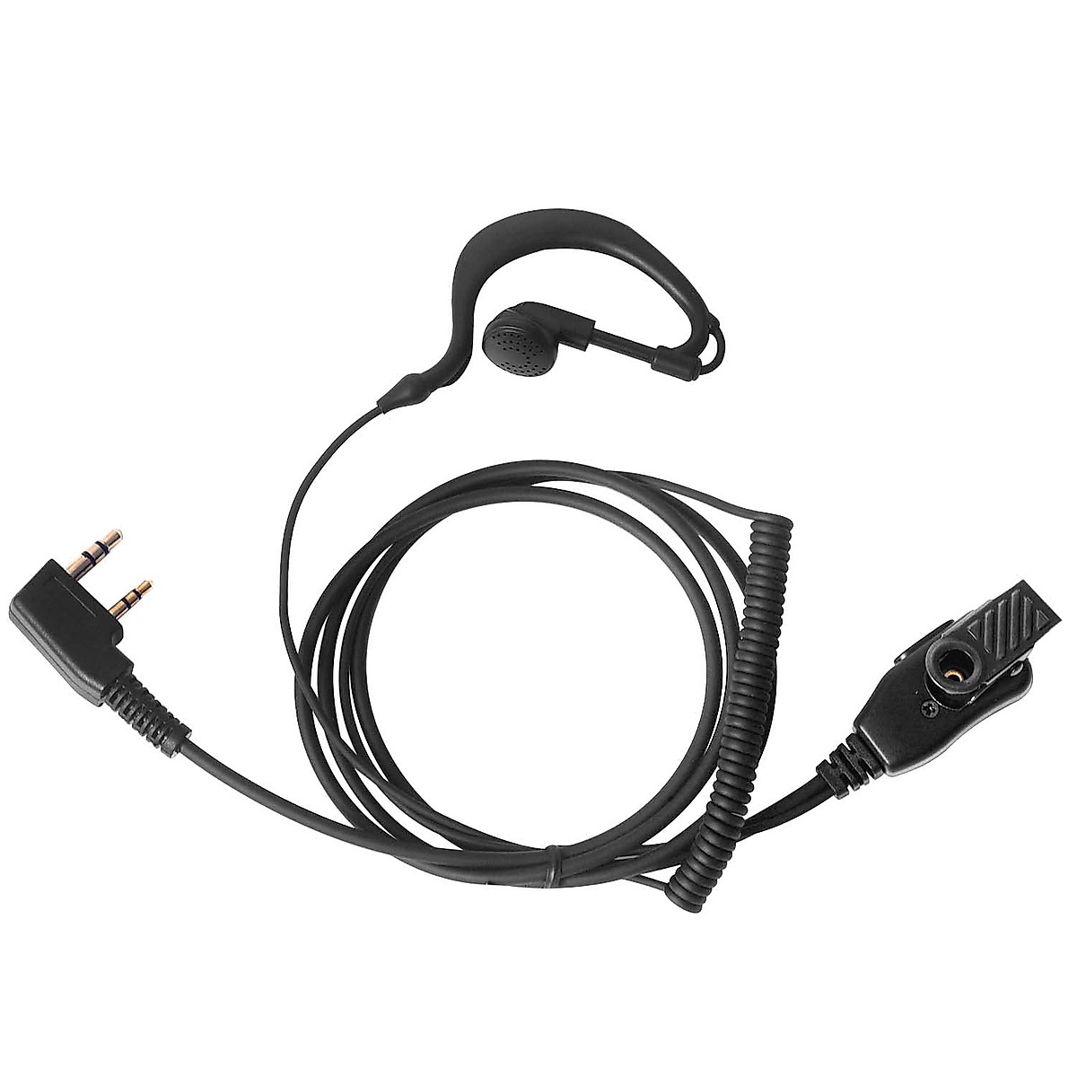 KANMIT Kenwood Earpiece Headset for Baofeng Walkie Talkie uv-5r uv-9r bf-888s bf-f8hp tk-2202 tk-2402 tk-3402 nx-200 nx-320 Icom Retevis Radio with PU G Shape Spring Wire ear-hook and PTT mic (2 pack)