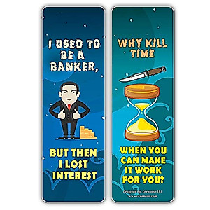 Creanoso Motivational One Liners Jokes Bookmarks Series 1 (30-Pack) – Six Assorted Quality Bookmarker Cards Set – Premium Gift Token Giveaways for Men, Women, Adults – Book Page Clip