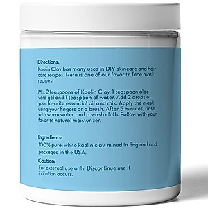 Pure Body Naturals Kaolin Clay Powder, 100 g - Perfect for Natural DIY Skin Cleansers, Masks and Scrubs