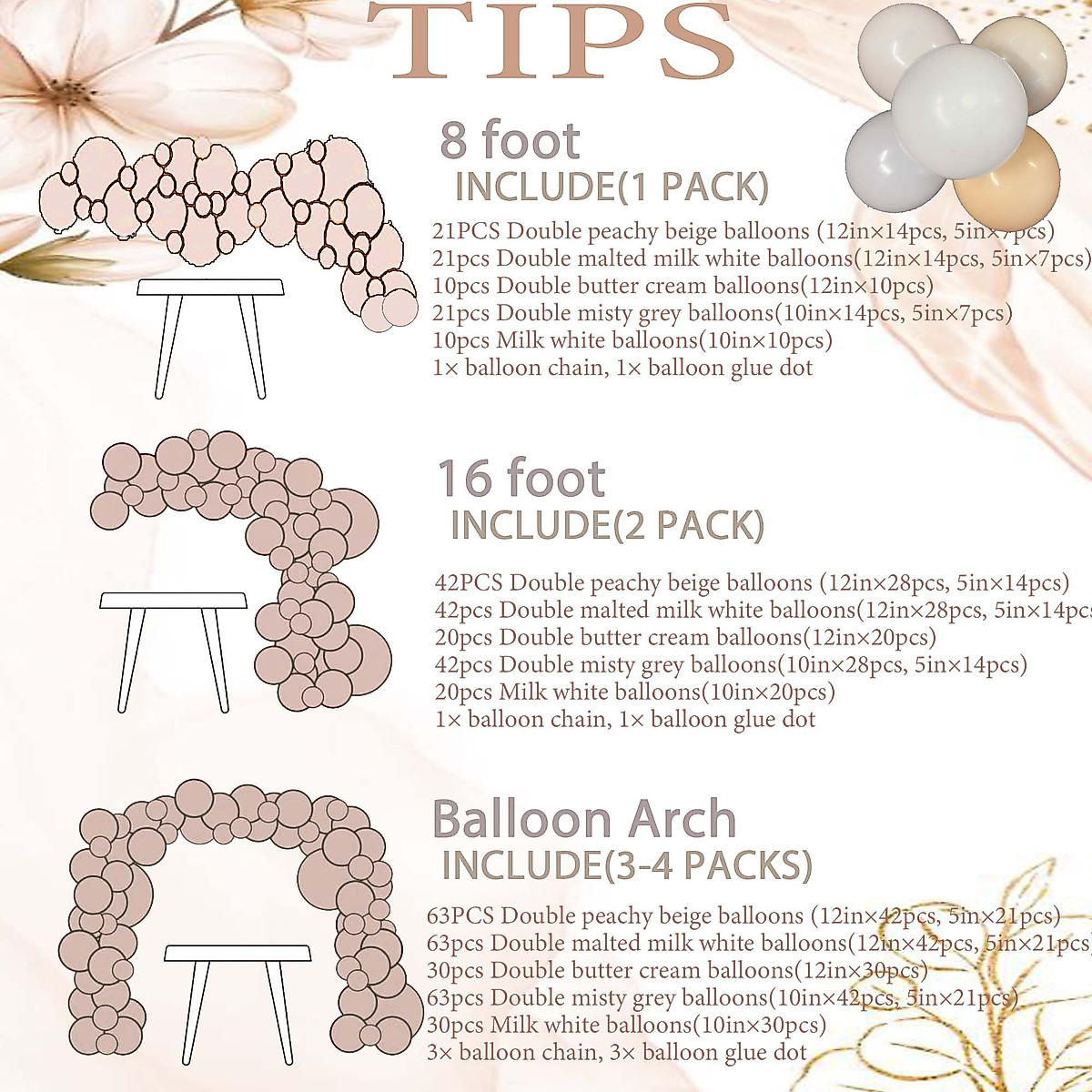 Nude Balloon Arch Kit, SCMDOTI Neutral Balloon Garland Arch with Matted Double Stuffed Balloons for Baby Shower, Gender Reveal Party, Boho Party, Birthday, Bridal Shower,Graduation,Mother's Day