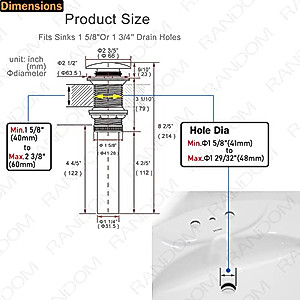 RANDOM Brushed Gold Sink Drain Without Overflow Bathroom Pop Up Drain Faucet Assembly Stopper Vessel Vanity Sink. (Brushed Gold).