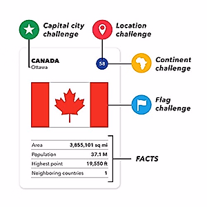 The World Game - Geography Card Game - Educational Games for Kids, Family and Adults - Cool Learning Gift Idea for Teenage Boys & Girls 8-12 with Map