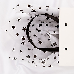 MR FIVE 60 Sheets White and Black Tissue Paper Bulk,20" X 28",4 Styles Tissue Paper for Gift Wrapping,Gift Tissue Paper for Gift Bags,Crafts,Birthday,Star Stripes Polka Dots Pattern Tissue Paper