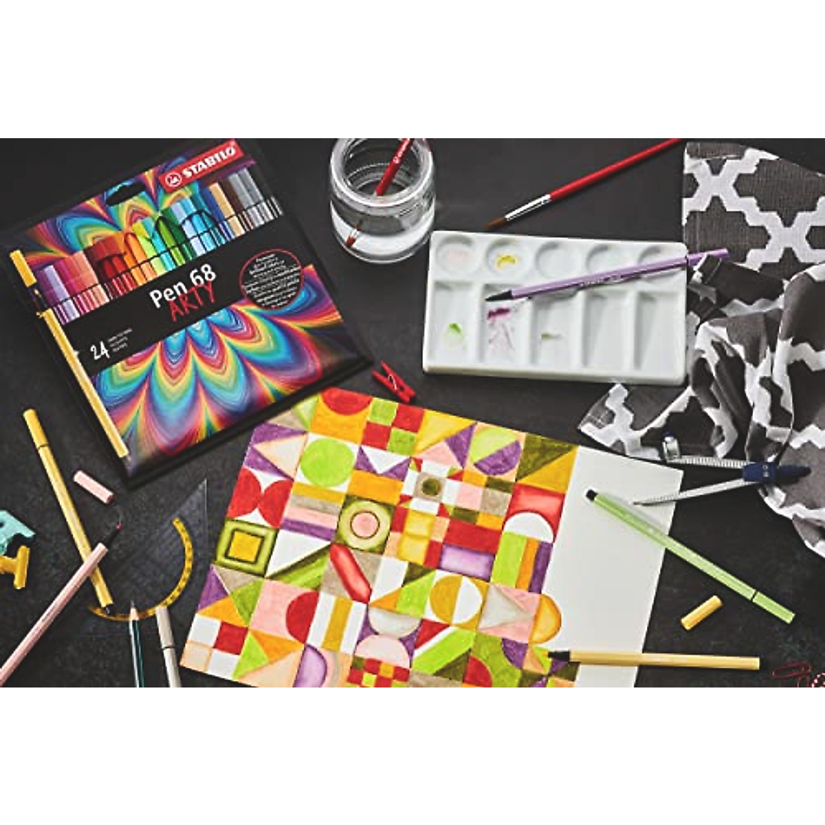 Premium Felt Tip Pen - STABILO Pen 68 - Tin of 50 - Assorted colors