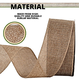 Natural Burlap Ribbon for Crafting — 3 Inch x 10 Yards Burlap Wired Ribbon for Christmas Home Decor Gift Wrapping DIY Crafts Wedding Bow Making Wreath