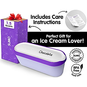 SUMO Ice Cream Containers with Lids for Homemade Ice Cream - 1.5 Quart per Container, Reusable Ice Cream Containers for Freezer Storage, Set of 2 Tubs, Purple