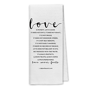 Dibor Christian Kitchen Towels Dish Towels Dishcloth,Bible Verse Scripture Corinthians 13:4-8 Decorative Absorbent Drying Cloth Hand Towels Tea Towels for Bathroom Kitchen,Christian Girls Women Gifts