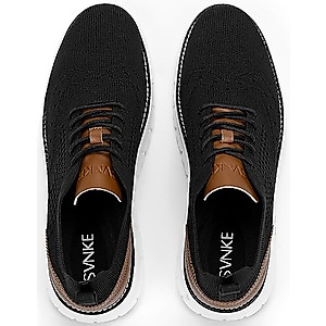 SVNKE Men's Casual Dress Oxfords Shoes Breathable Knit Leisure Fashion Sneakers Lightweight Comfortable Walking Shoes Black 11