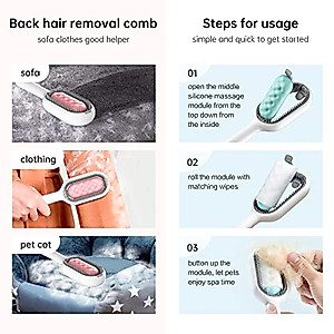 Petgravity Cat Cleaning Brush Self Cleaning Slicker Brushes for Dogs Cats Pet Grooming Brush Tool Gently Removes Loose Undercoat Mats Tangled Hair Slicker Brush for Pet Massage (LongHaired Blue)