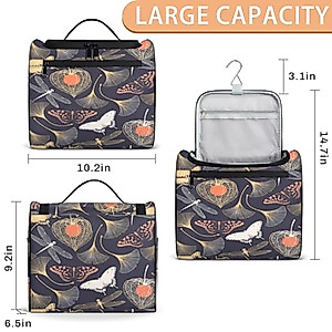 XMNYGJ Dragonfly Butterfly Leaf Hanging Toiletry Bag for Men Women Travel Cosmetic Makeup Organizer Bag Water Resistant Large Portable Wash Case for Accessories, Toiletries, Cosmetics