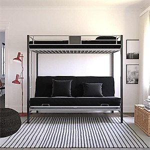 DHP Silver Screen Metal Bunk Bed with Ladder, Black, Twin