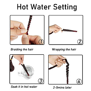 Liang Dian Pre-Stretched Braiding Hair 22 inch 6 packs Hot Water Setting Synthetic Hair Crochet Braiding Hair Extension(mixed black/dark blue/light blue)