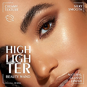 KYDA Highlighter Beauty Wand, Face Illuminator with Cushion Applicator, Natural Glossy Finish, Silky Smooth Cream, Face Highlighter Bronzer Makeup, Lightweight Blendable, by Ownest Beauty-Sun Glow