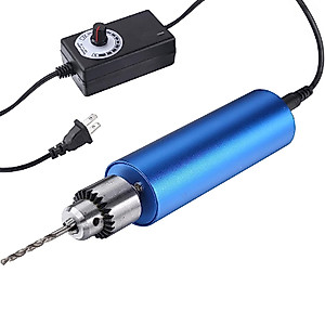 Deruilong 0.3-4mm Micro Electric Hand Drill Aluminium Portable Handheld Drill,Speed Control Adjustment, Hole Punch Rotary Tool DIY Kit with 10pcs Micro Drill Bits