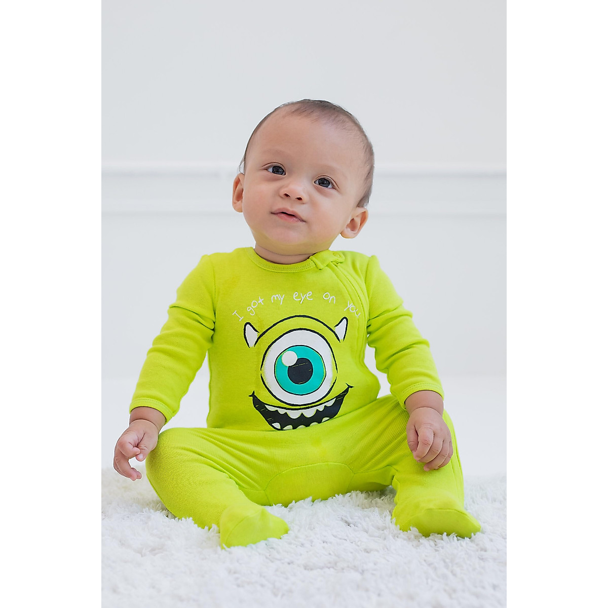 Disney Pixar Monsters Inc. Mike Sully Infant Baby Boys 2 Pack Zip Up Snap Cosplay Sleep N' Plays 18 Months