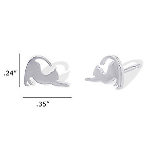 Boma Jewelry Sterling Silver Stretching Cat Stud Earrings