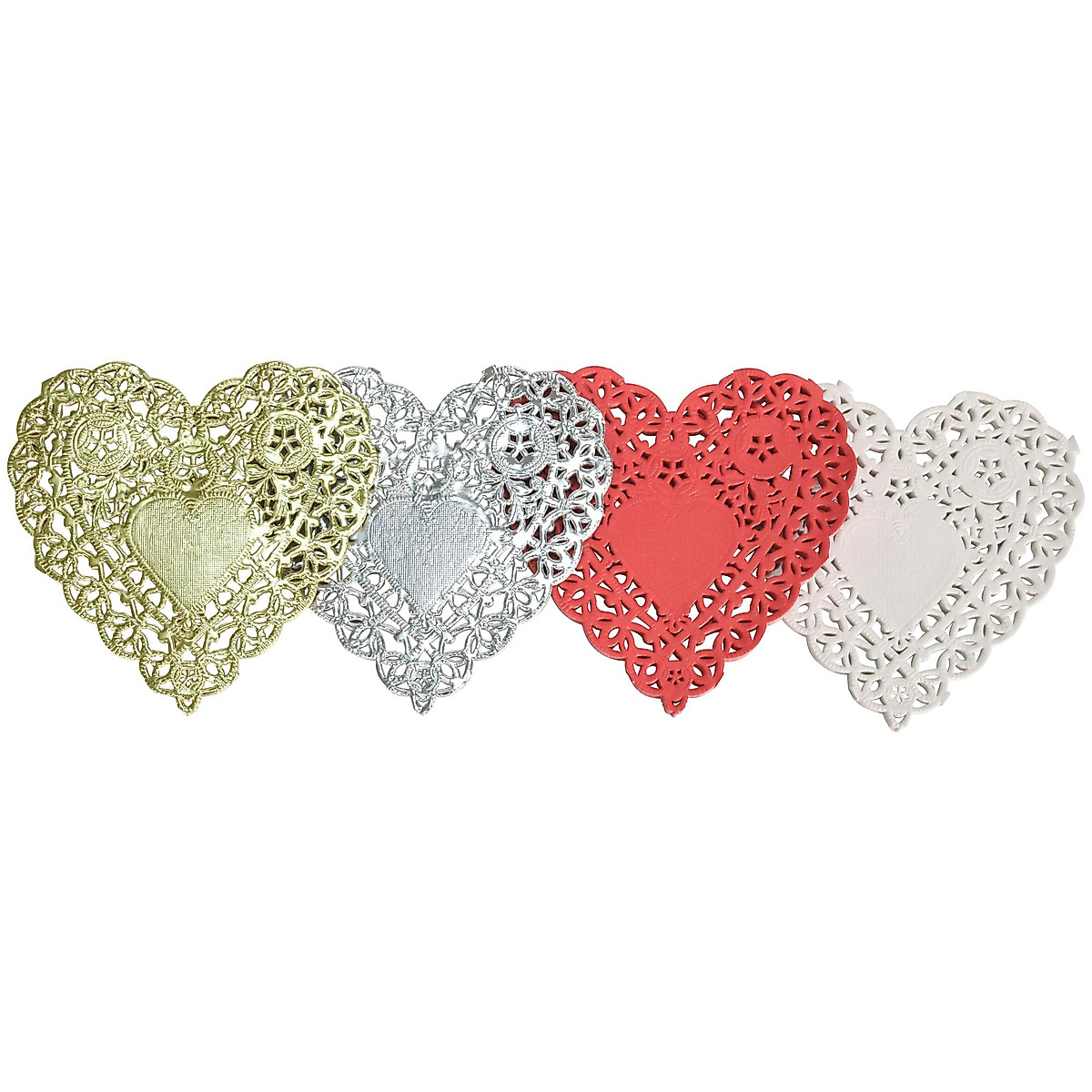 School Smart Heart Shaped Paper Lace Doilies - 4 inch - Pack of 100 - Assorted Colors