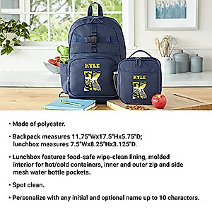 Let's Make Memories Navy Backpack Collection - Personalized Back to School Supplies - Book Bag with Lunchbox - Sports Design