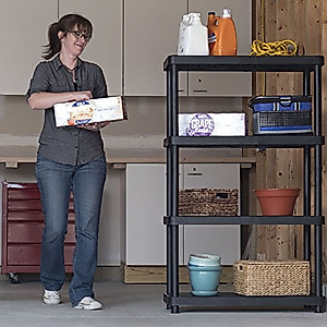 Keter 16 in. 4-Tier Plastic Freestanding Shelving Unit, Black, 16 Inch