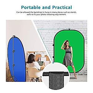 NEEWER 5x7ft/1.5x2m Chromakey Green Screen Blue Green 2 in 1 Double Sided Pop Up Collapsible Backdrop with Support Stand, Foldable Panel for Photo and Video Shooting, Live Streaming, Gaming