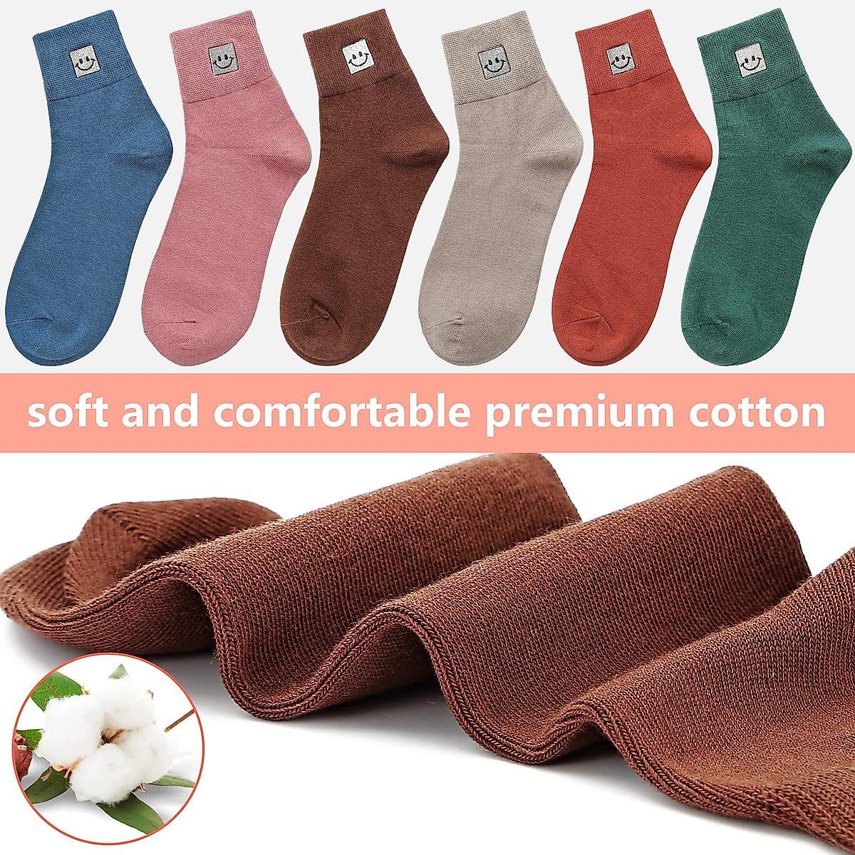 HUGSWEET Thin Soft Cotton Socks for Women above Ankle Crew Bootie Socks Gifts for Women 5-10 Pairs