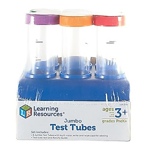 Learning Resources Primary Science Jumbo Test Tubes with Stand, Set of 6 Tubes, Ages 3+,Multi-color