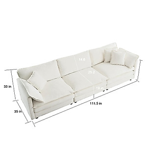 Neylory Oversized Modular Sectional Chenille Fabric Sofa Set,Extra Deep Seat Cloud Couch, Modular Sectional Couch,115 inch Width,3 Seat Modular Sofa Beige