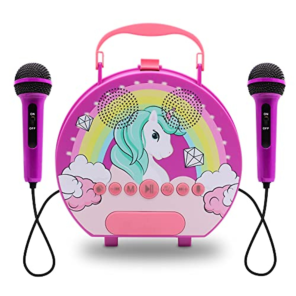 Kids Karaoke Machine for Girls Boys with 2 Microphones Toddler Singing Bluetooth Toys Children Karaoke Singing Machine Recording Voice Changing Speaker for Party Age 3-12