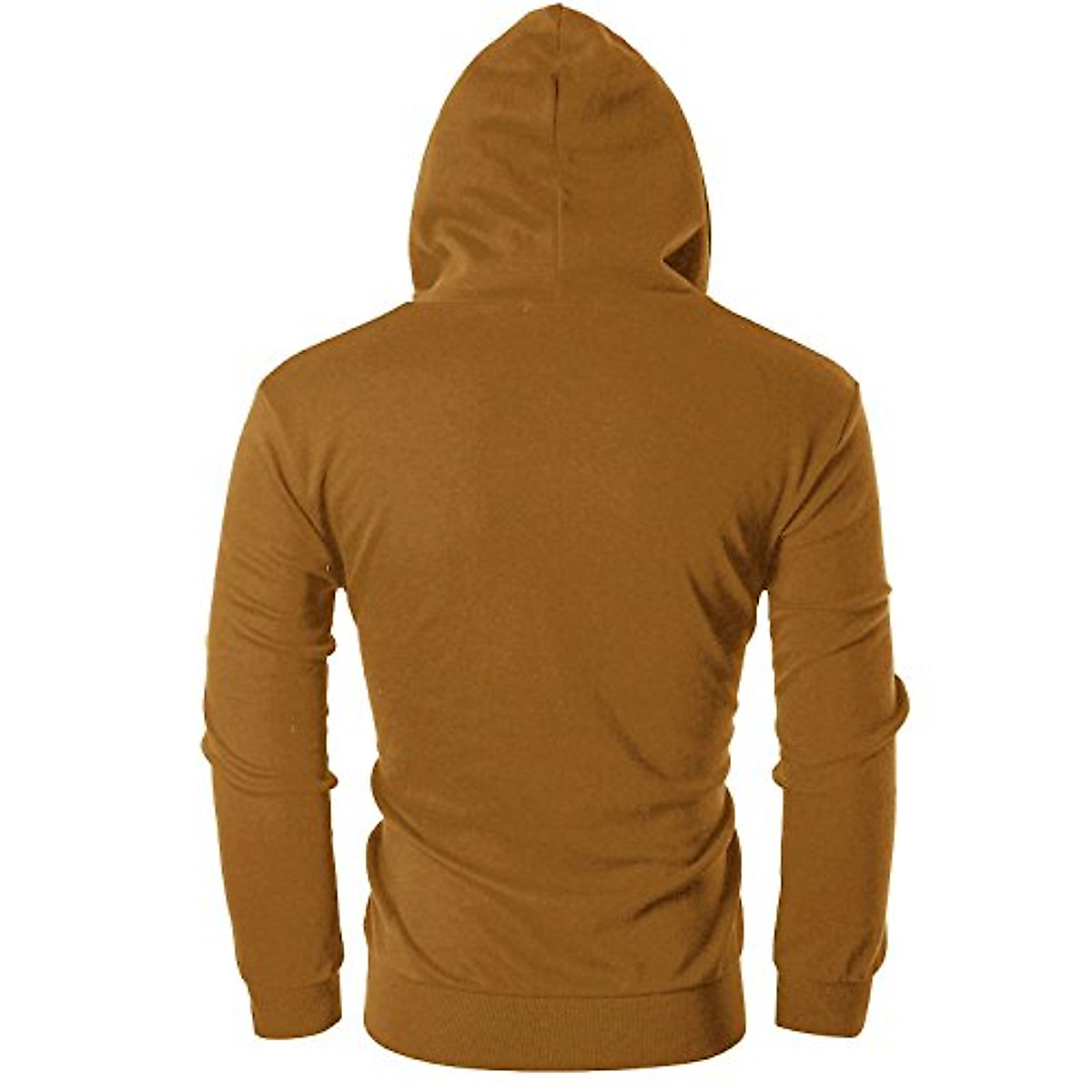 Ohoo Mens Slim Fit Lightweight Zip Up Hoodie with Pockets Long Sleeve Full-Zip Hooded Sweatshirt/DCF002-CAMEL-M