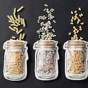 Fireboomoon 30 PCS Multi-Size Mason Jar Bottle Pattern Zipper Bags,Reusable Airtight Seal Leak-Proof Portable Food Snack Save Storage Pouch Bag for Travel Picnic Camping and Kids