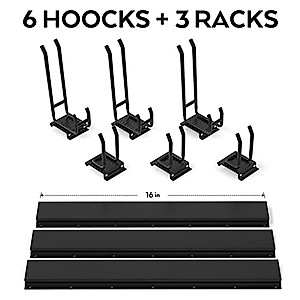 INCLY Garage Tool Storage Rack, Garden Yard Tool Organizer Wall Mount, 48 Inch Heavy Duty Steel Garage Organization System with 3 Racks & 6 Wall Hooks