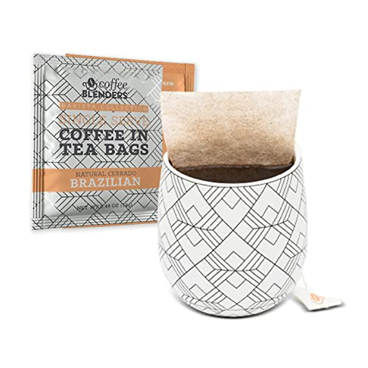 Coffee Blenders Tea Bag Coffee - Brazilian Flavor 10 Count Single Serve Instant Coffee, Portable Drip T-Bag Packets, Convenient Fast Fresh Simple