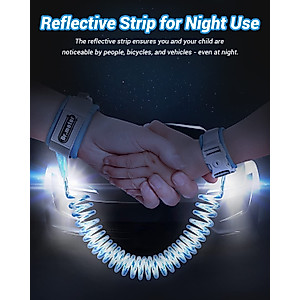 Dr.meter Kids Leash for Toddler, Reflective Anti Lost Wrist Link with Key & Lock, 8.2ft Safety Wristband Child Walking Harness for Supermarket Mall Airport Amusement Park Zoo Travel, Blue