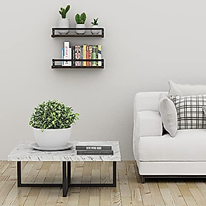 RichFire Floating Shelves Set of 2, Wall Shelves for Bathroom, Kitchen, Bedroom& Living Room, Dark Brown Shelves for Wall Décor, Shelves with Towel Bar