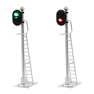 JTD433GR 2PCS Model Railroad Train Signals 2-Lights Block Signal 1:43 O Scale 12V Green-Red Traffic Lights for Train Layout New